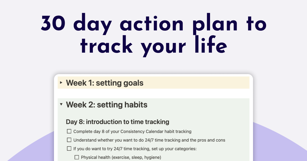 [Template] 30 day action plan to track your life