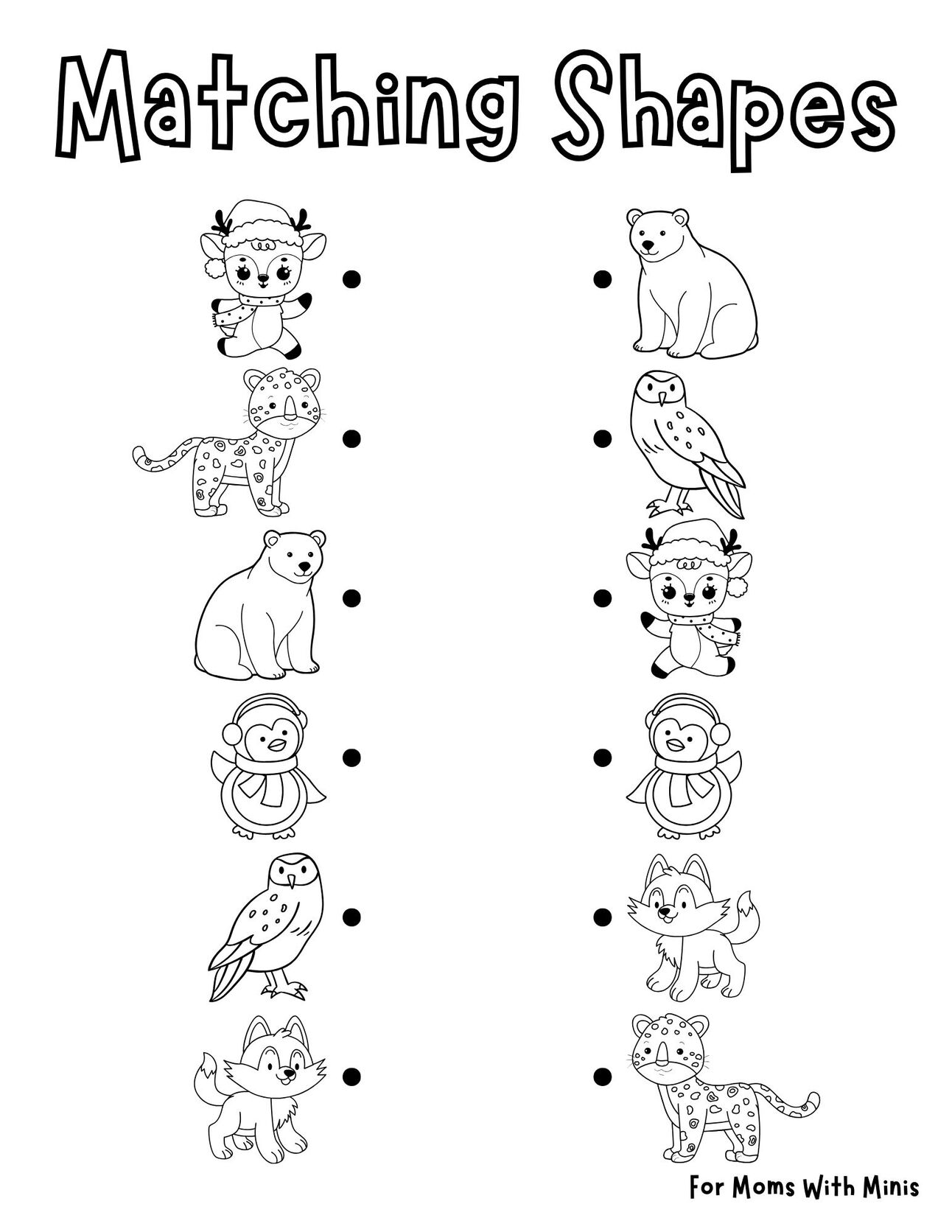 🦌 Snow Animals Matching Shapes