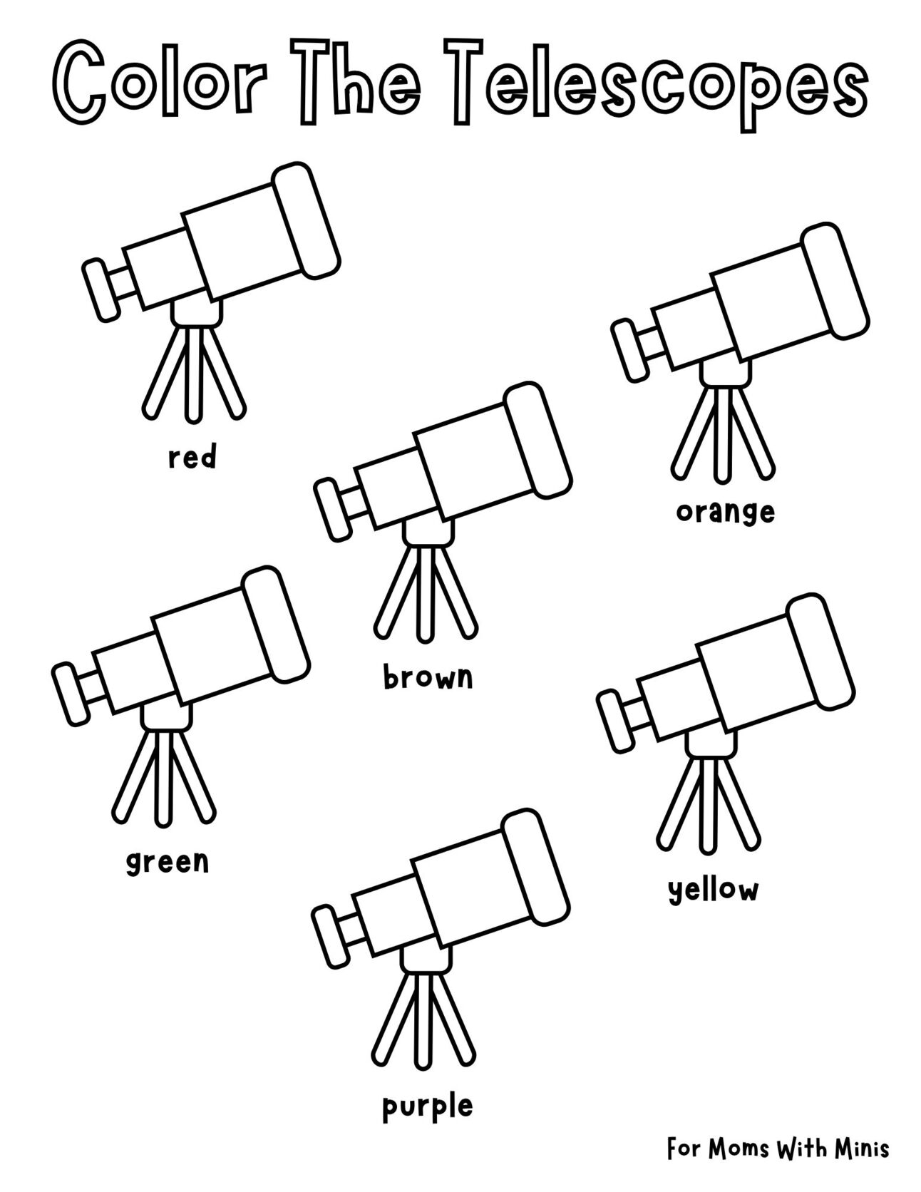 Color The Telescopes Worksheet