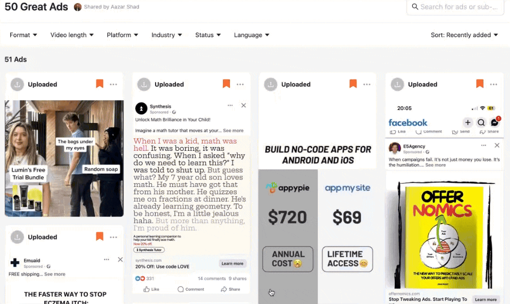 50 Best & Hand-Curated DTC Brands Facebook Ads Creatives