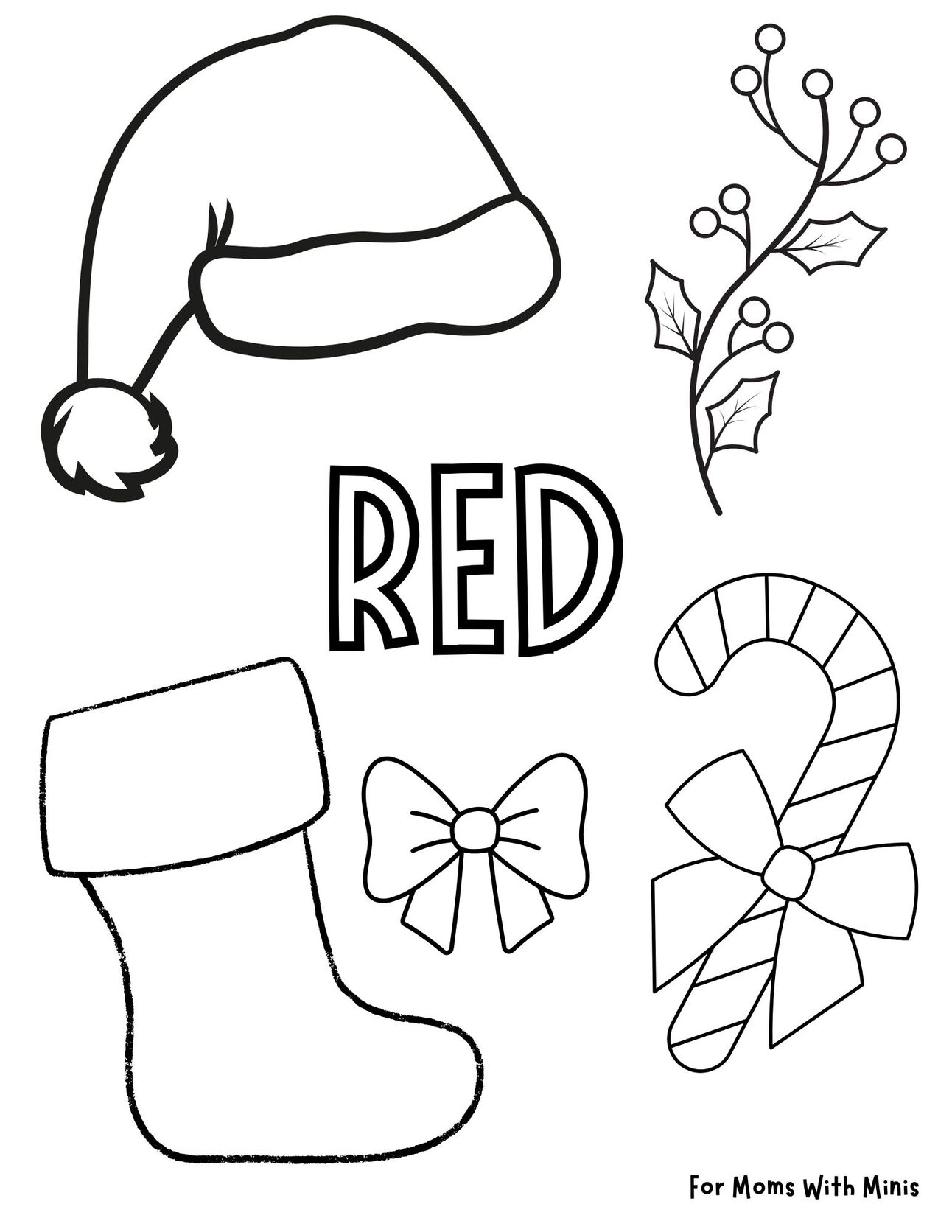 ️ Red Coloring Sheet For Christmas