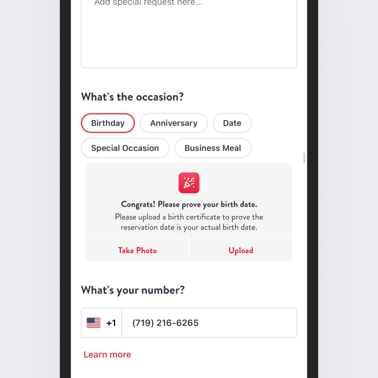 OpenTable prove it's your birthday