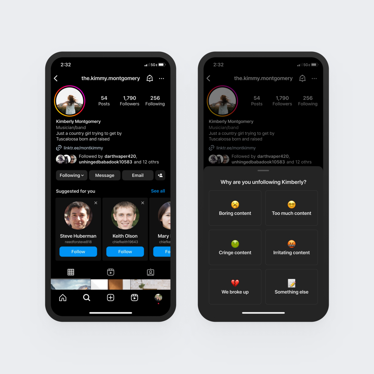 Instagram unfollow feedback survey