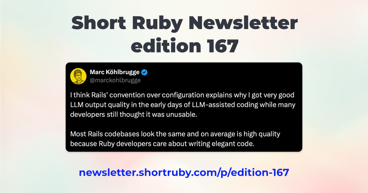 Short Ruby Newsletter - edition 167