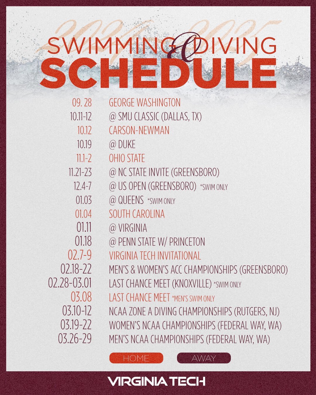 Inside HokieSports: Swim&Dive Schedule