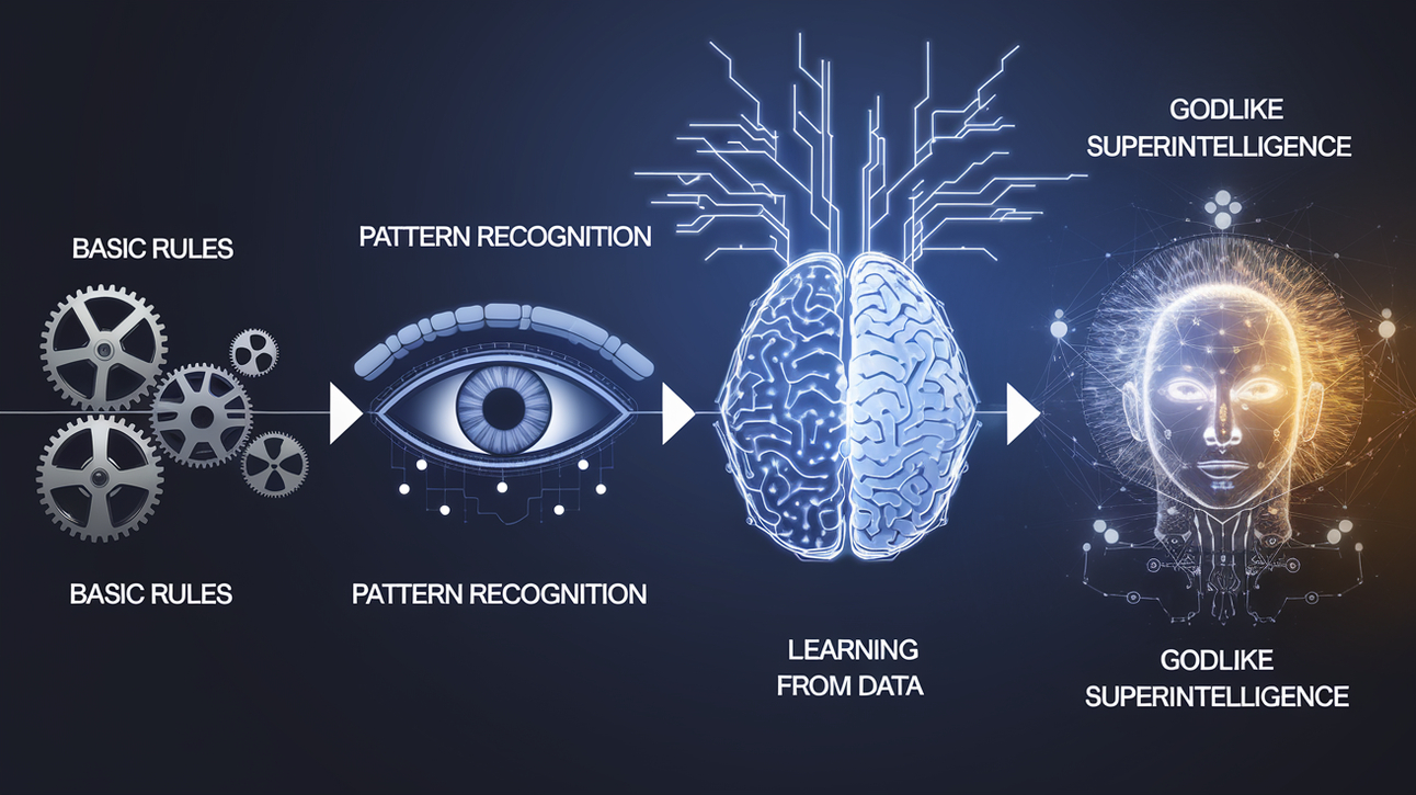 6 Stages of AI Evolution: From Basic Rules to Godlike Superintelligence