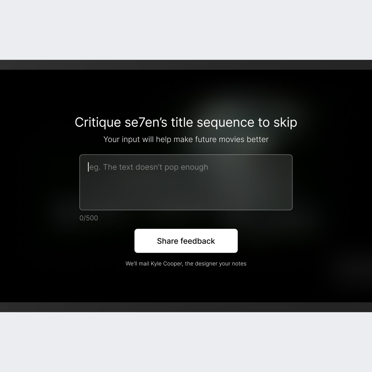 Netflix title sequence feedback when you skip
