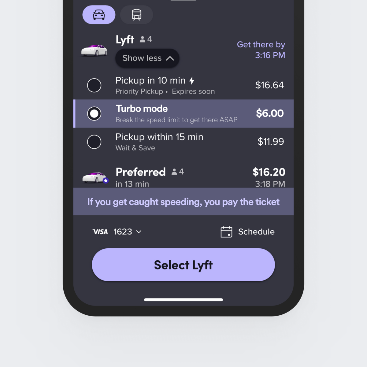 Lyft allow your driver to speed
