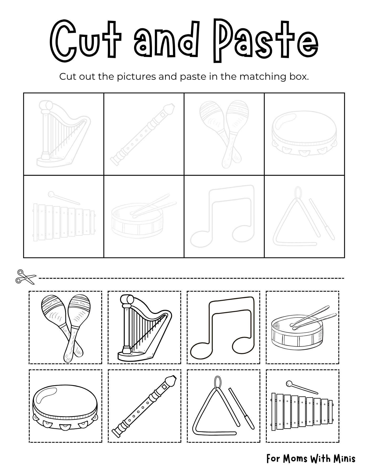 Musical Instrument Cut and Paste