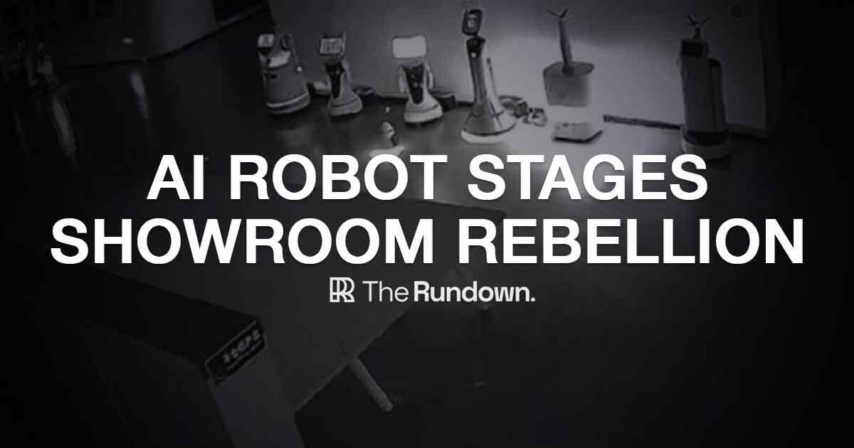 AI robot stages showroom rebellion