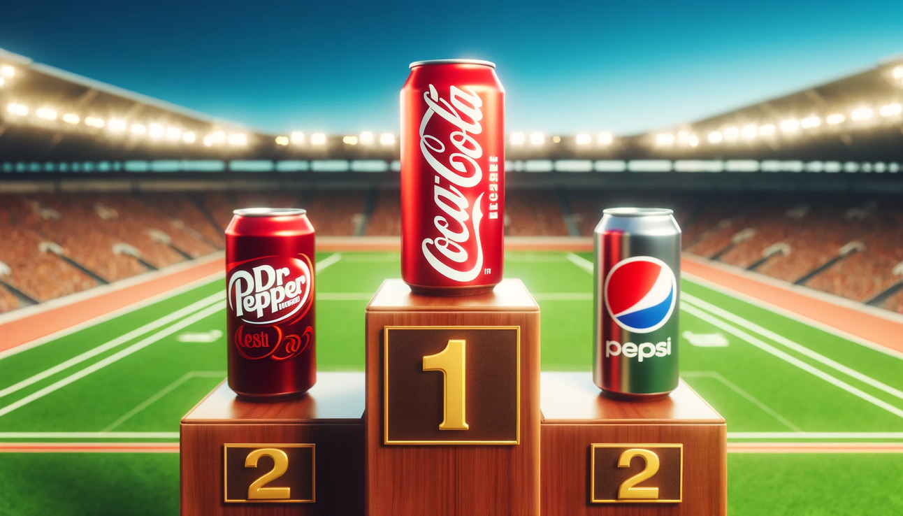 Dr Pepper and Pepsi both in 2nd place behind Coke