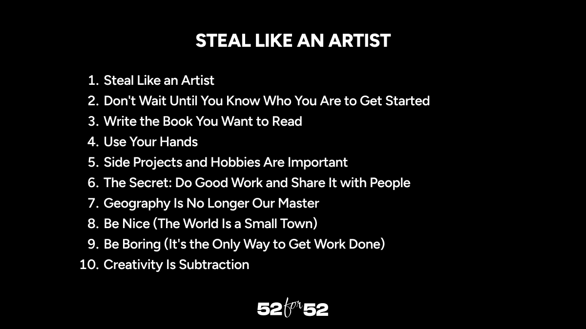 Steal like an Artist by Austin Kleon Book Summary