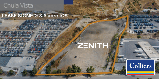 Zenith signs an IOS lease in Chula Vista with national tenant