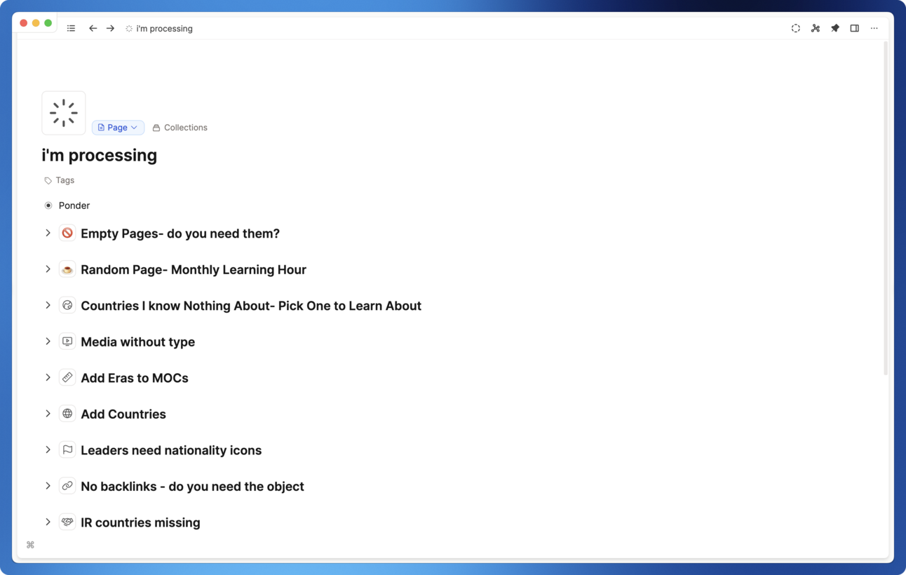 Do you need a processing page in Capacities or Notion?
