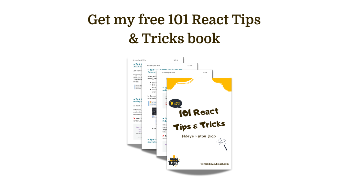 Download My Free 101 React Tips & Tricks Book 🎉
