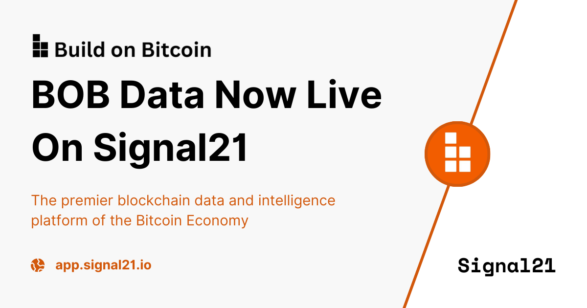Announcing: BOB Data Now Live on Signal21
