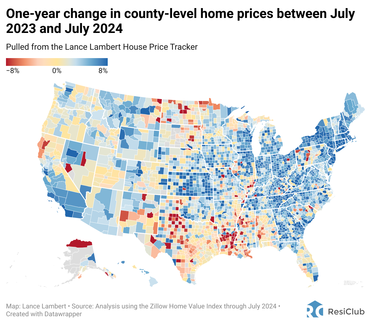 Detailed home price analysis spanning over 800 metros and 3,000 counties