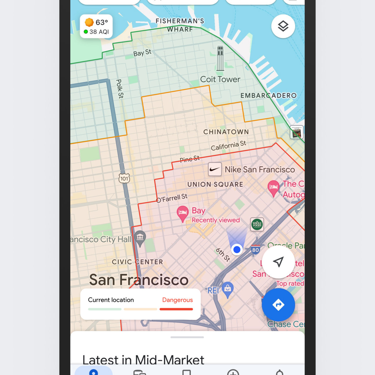 Google Maps city safety feature