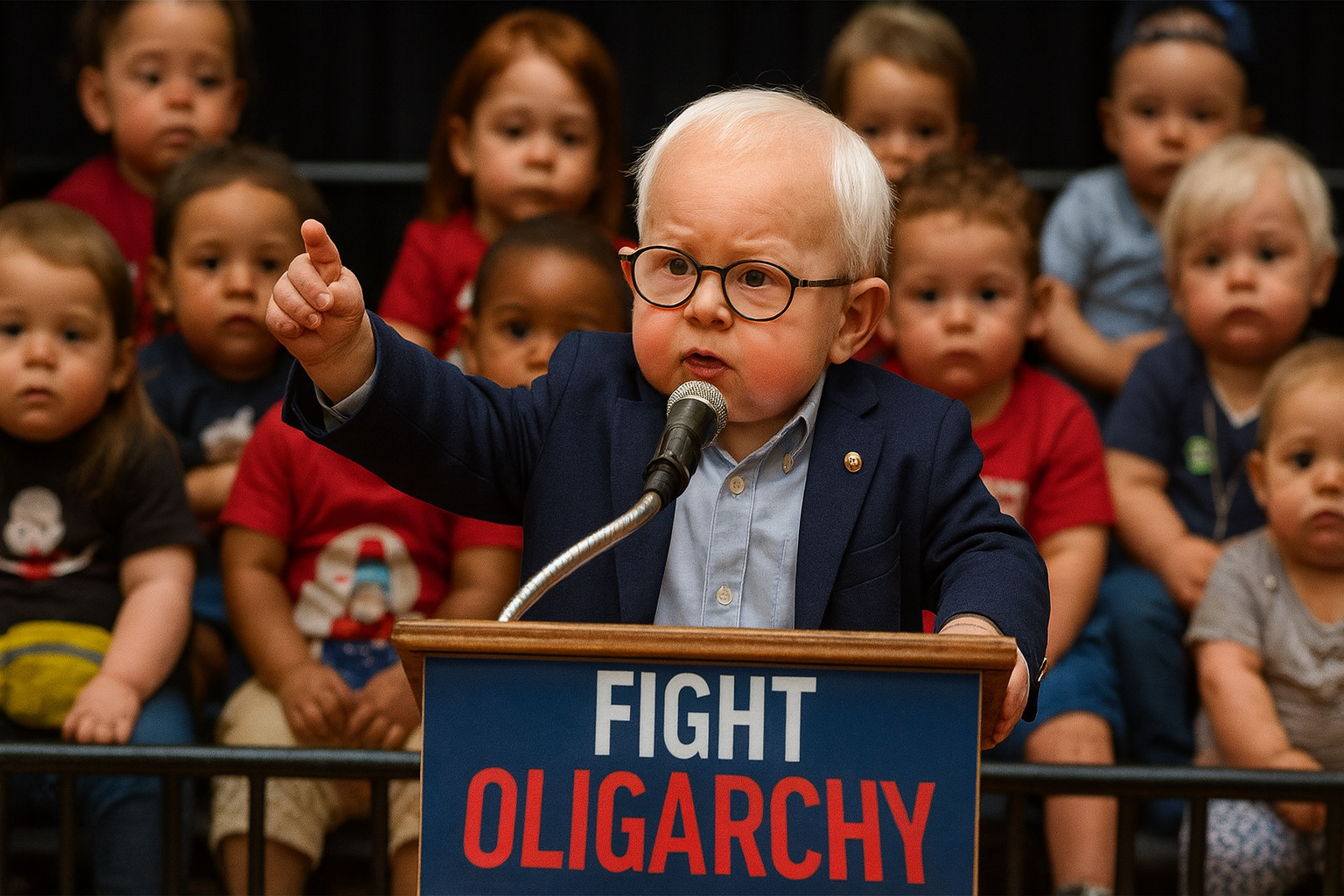 Baby Bernie Shakes His Rattle, Yells at Billionaire Bullies