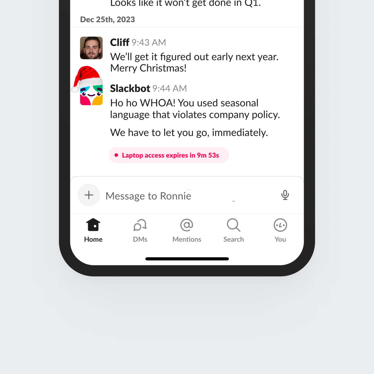Slack "festive language" detector