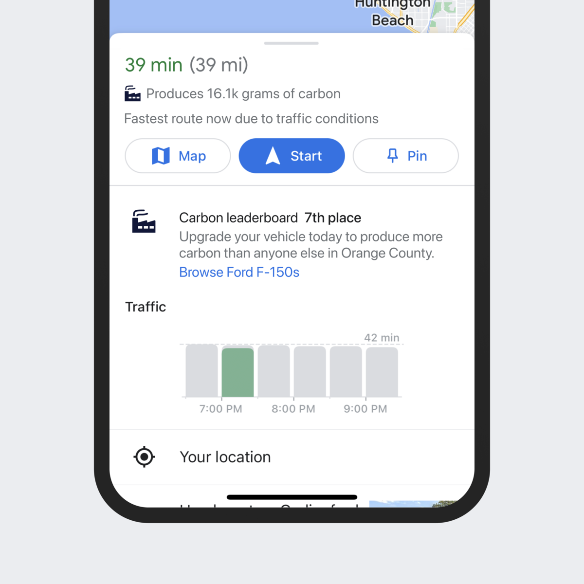 Google Maps carbon emissions leaderboard
