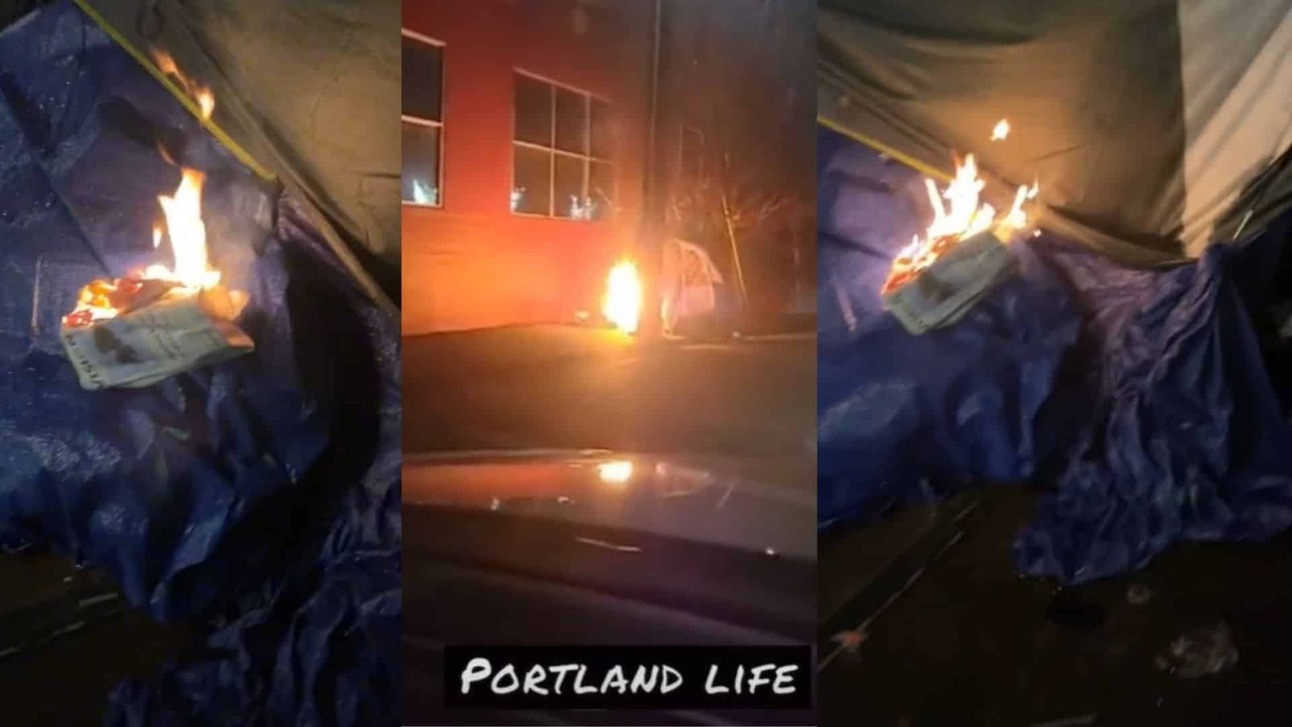 Homeless Camp Lit on Fire in Viral Video