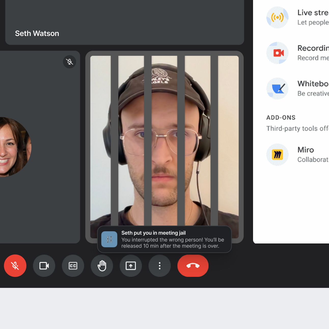 Google Meeting interrupters jail