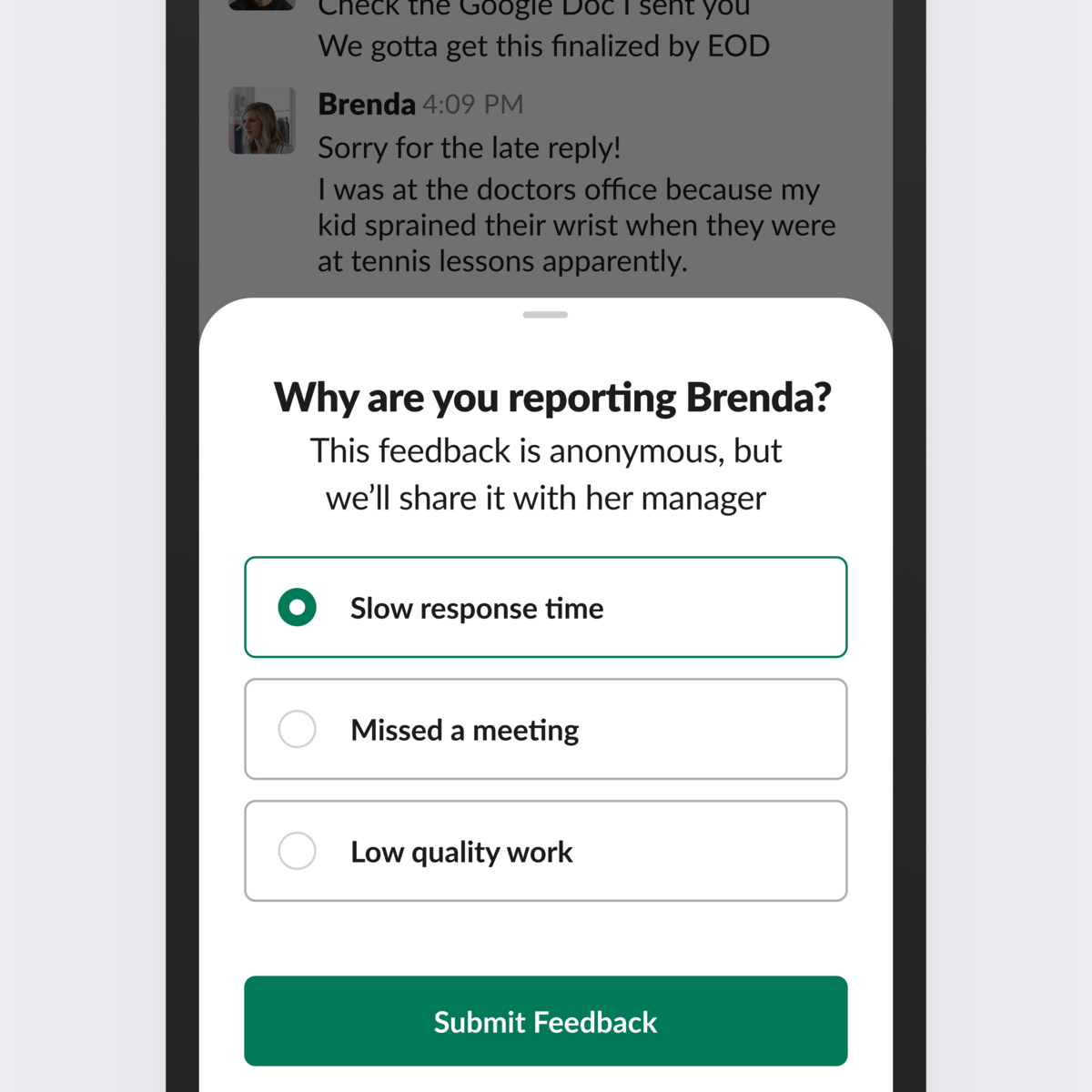 Give your coworkers "feedback" on Slack