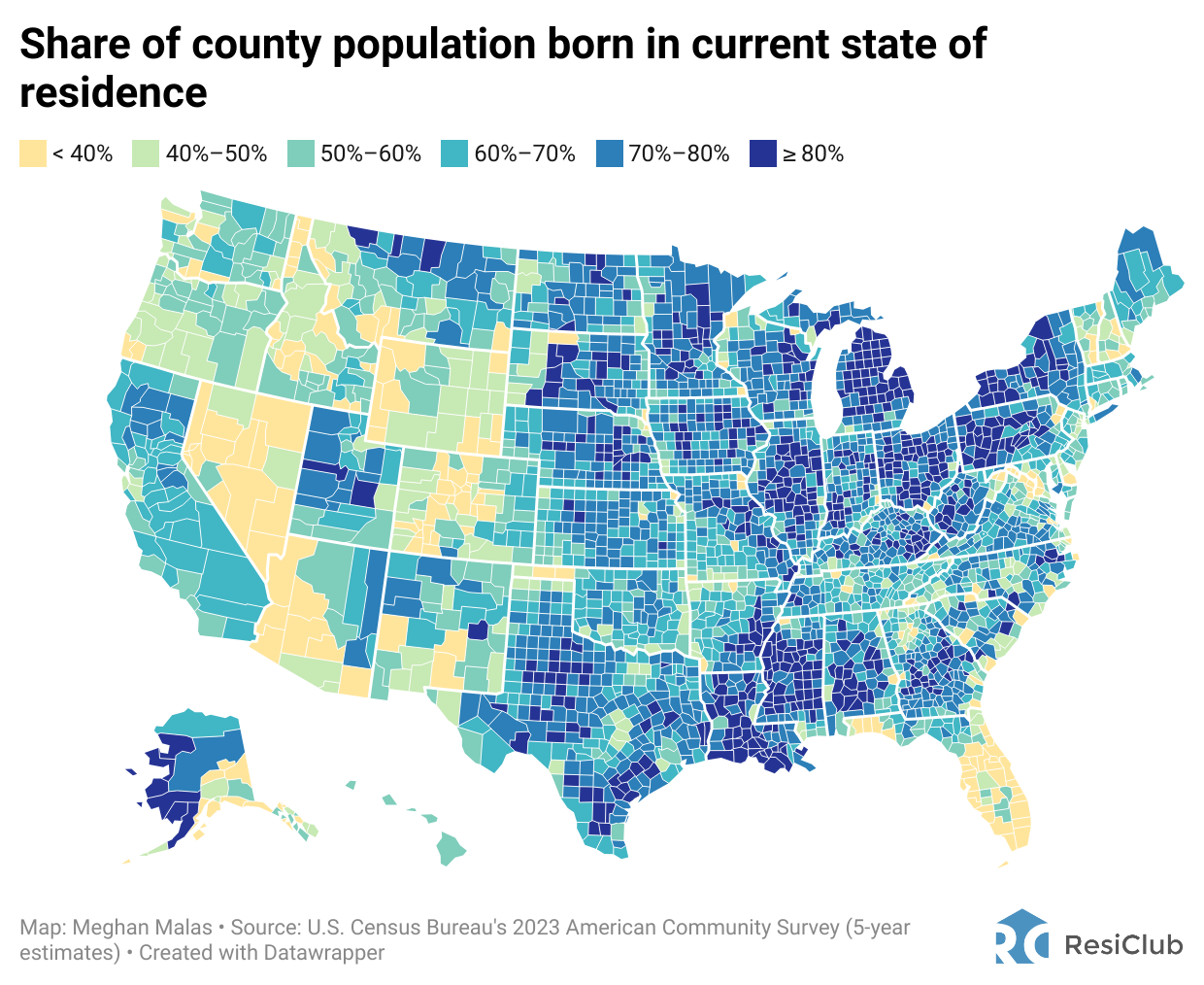 This map shows the counties with the highest—and lowest—share of ...