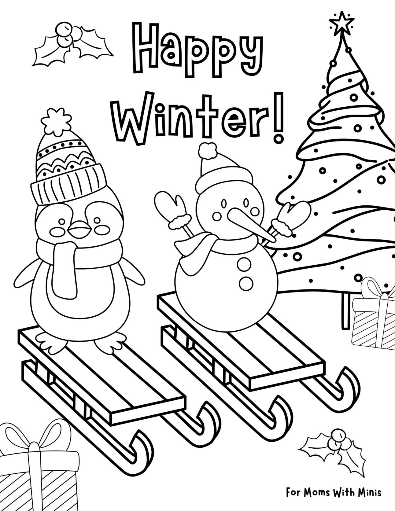 ⛄ Happy Winter Coloring Page 🐧