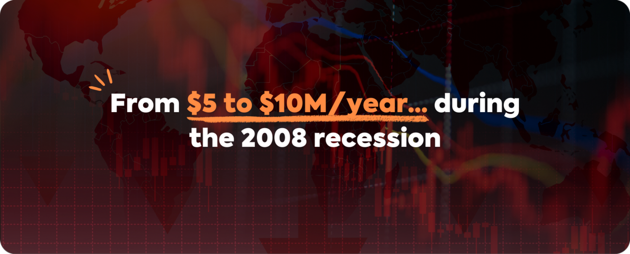 From $5 to $10M/year... during the 2008 recession