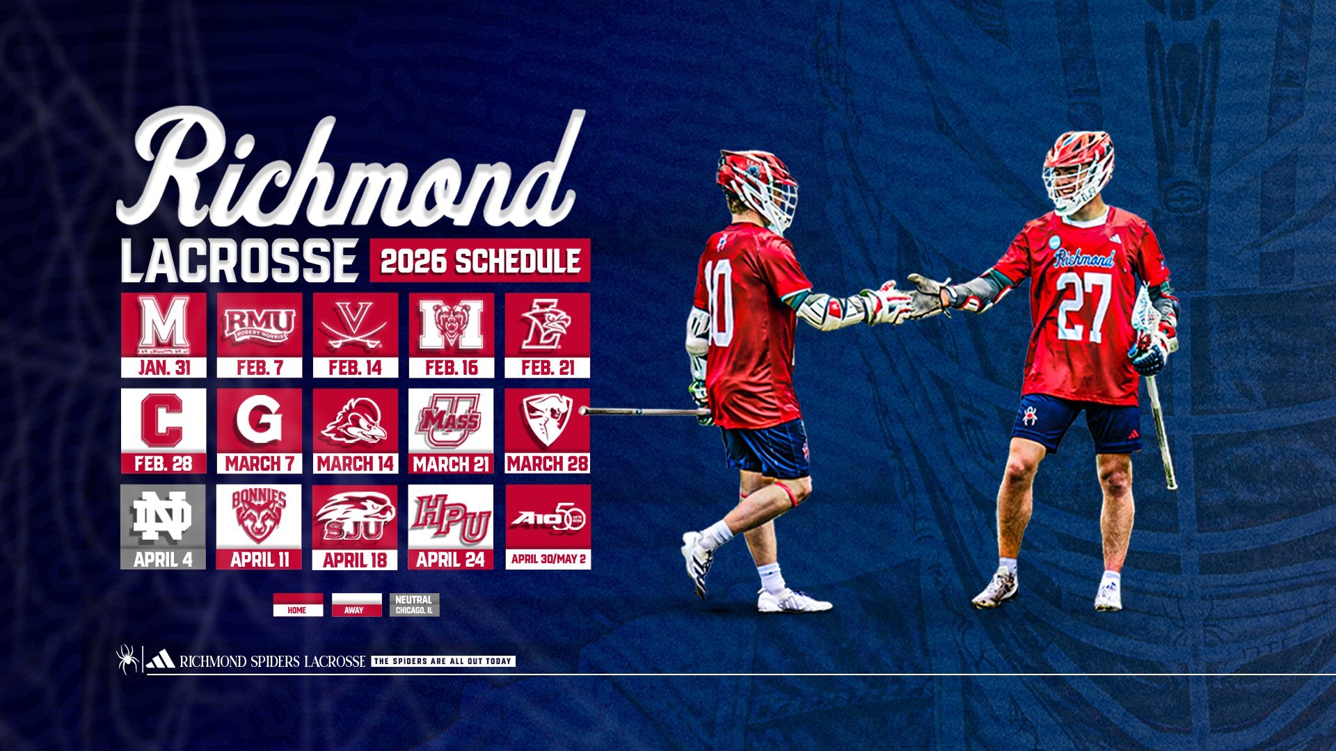 Check out who the Richmond Spiders men's lacrosse team will play in 2026.