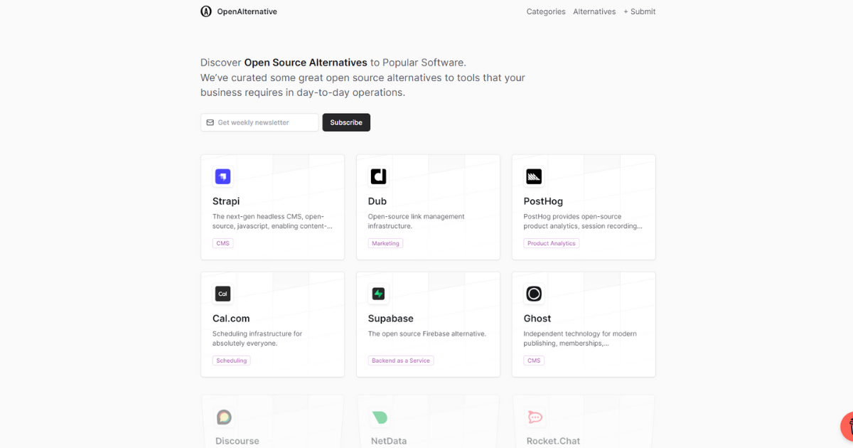 Collection of Open Source Alternatives