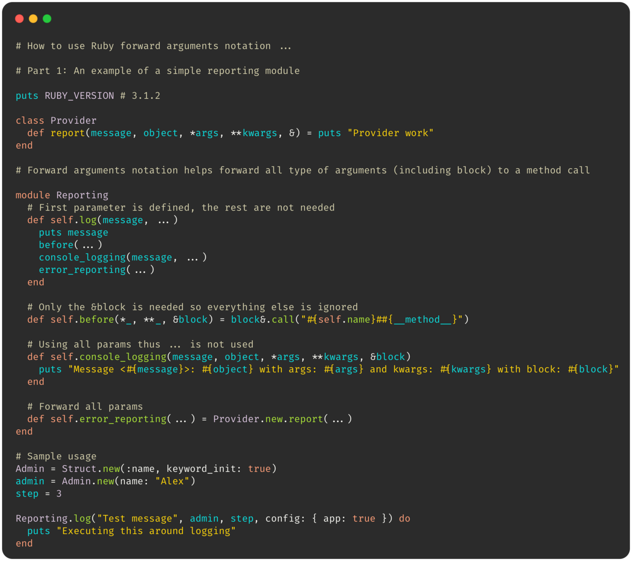 How to use Ruby forward arguments notation ...