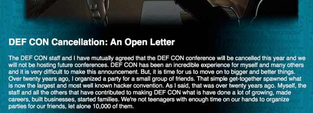 My Thoughts on the DEFCON Cancellation Meme
