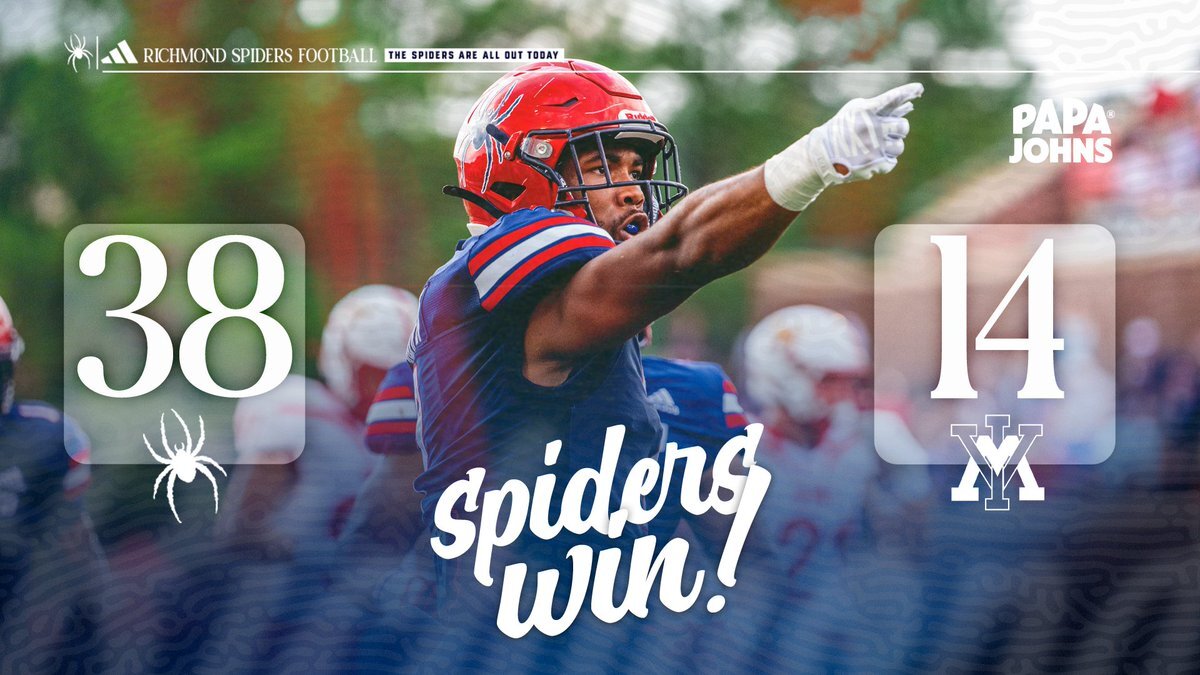 The Richmond Spiders football team beat VMI 38-14 in a rain-delayed ...