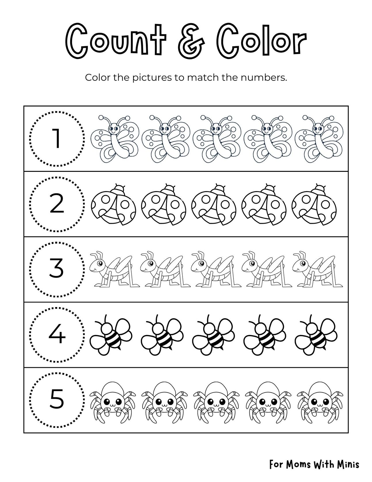 Count and Color The Bugs