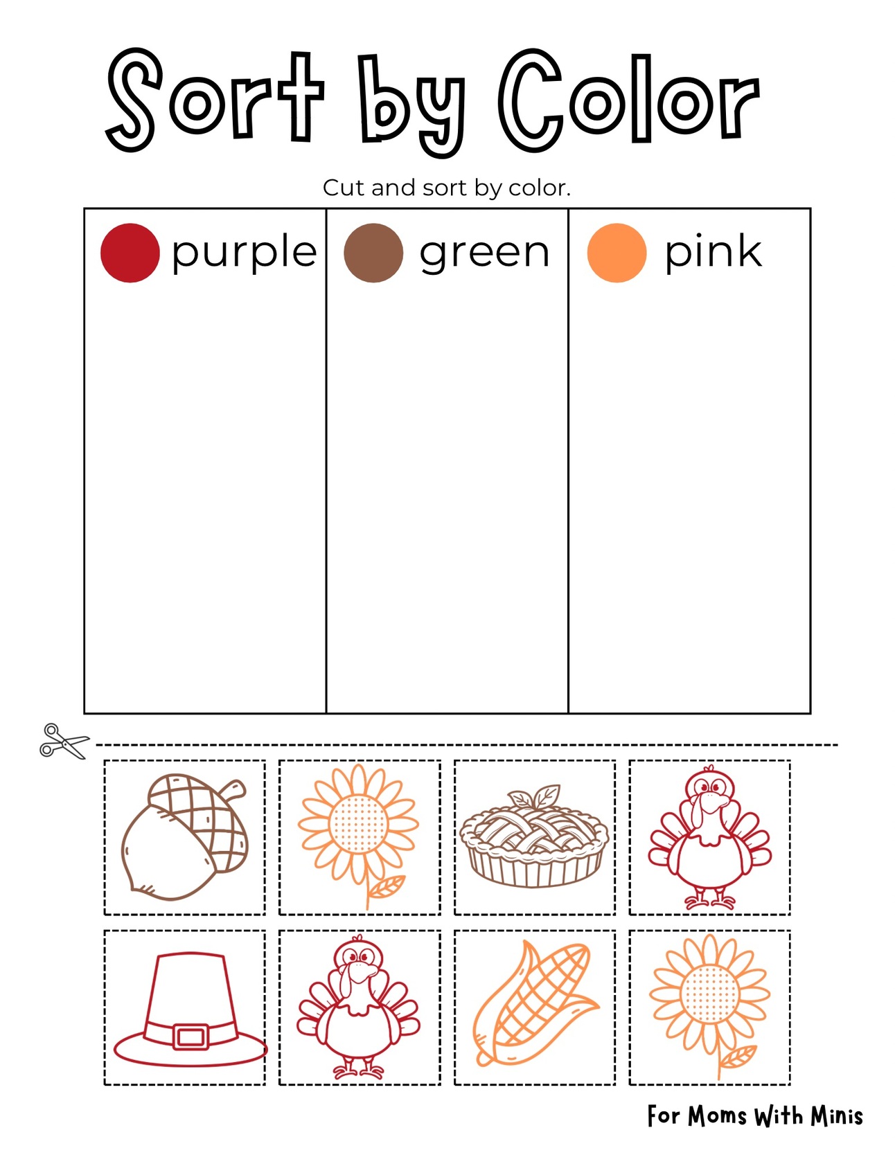 Thanksgiving Sort By Color