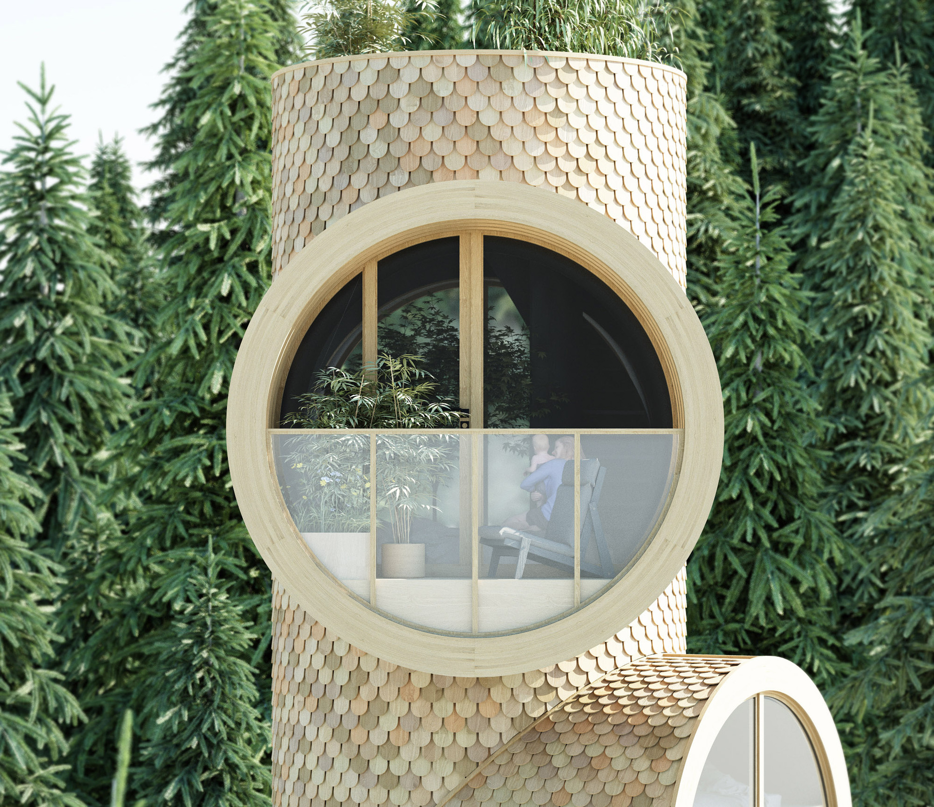 Bert is a Playful, Modular Tiny House Shaped Like a Tree Trunk