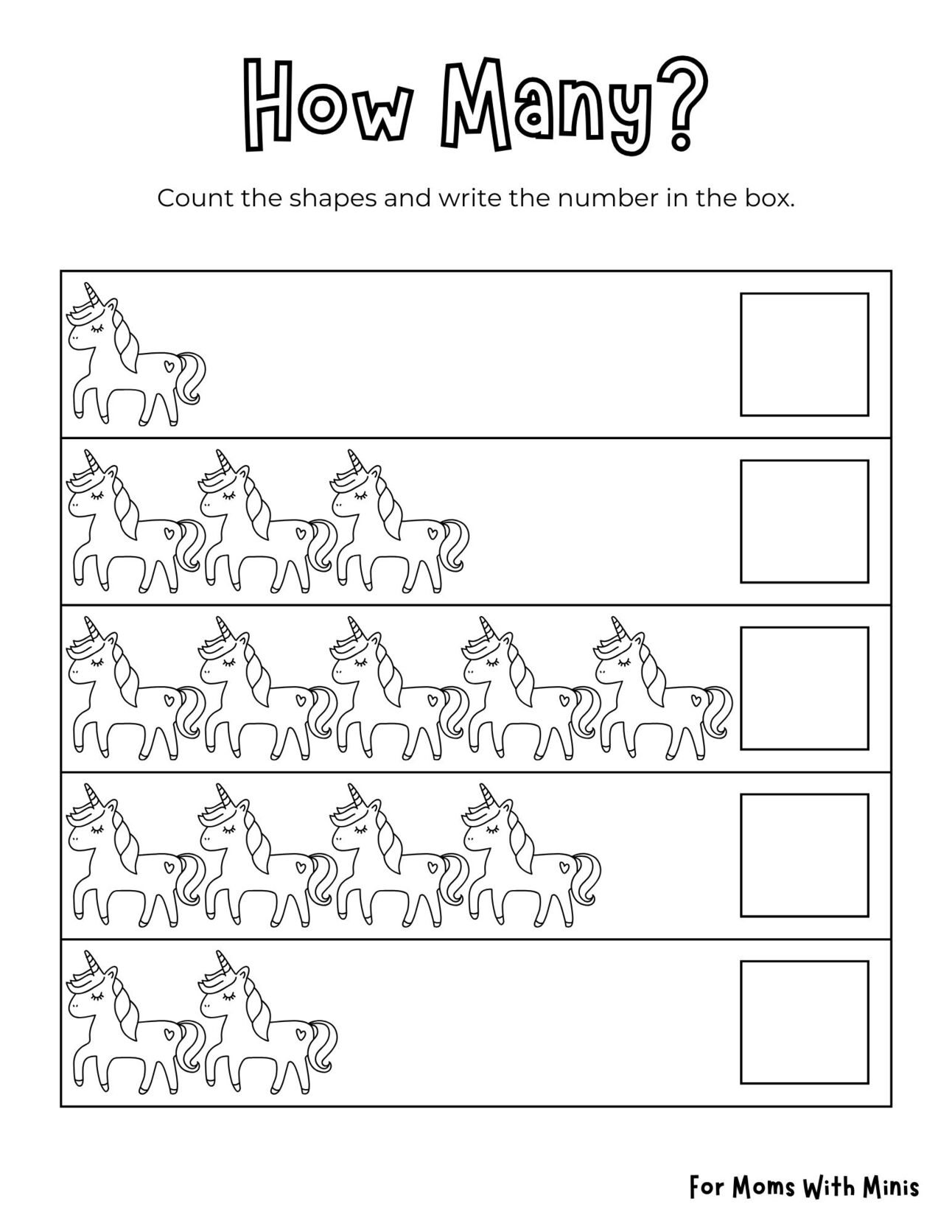 Counting Unicorns Worksheet