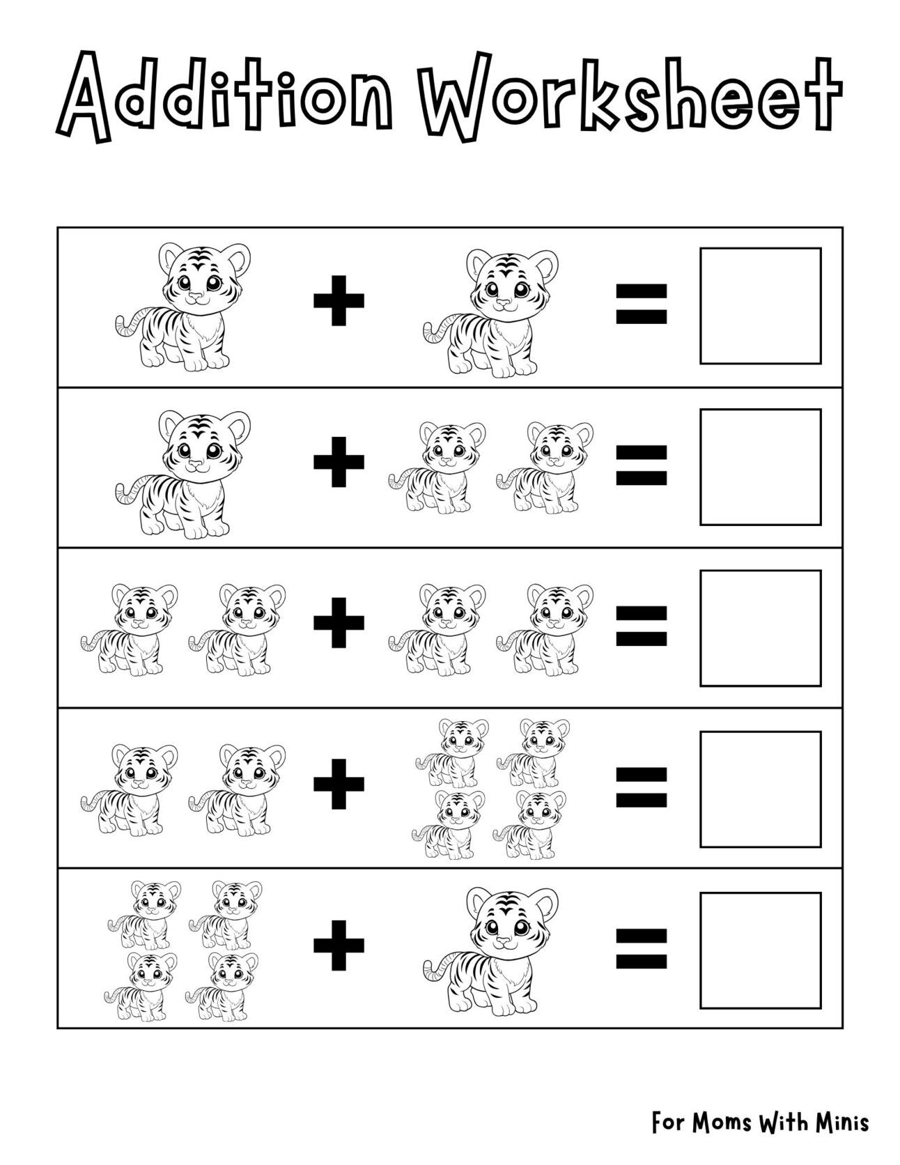 Tiger Addition Worksheet