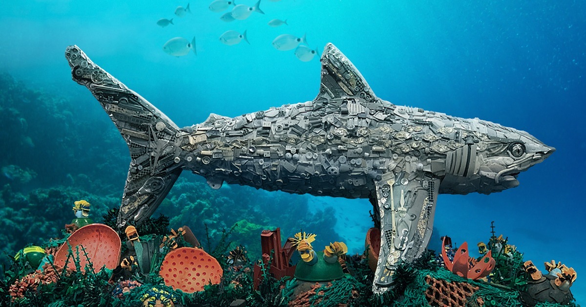 These giant sea creature sculptures made out of plastic ocean waste are ...