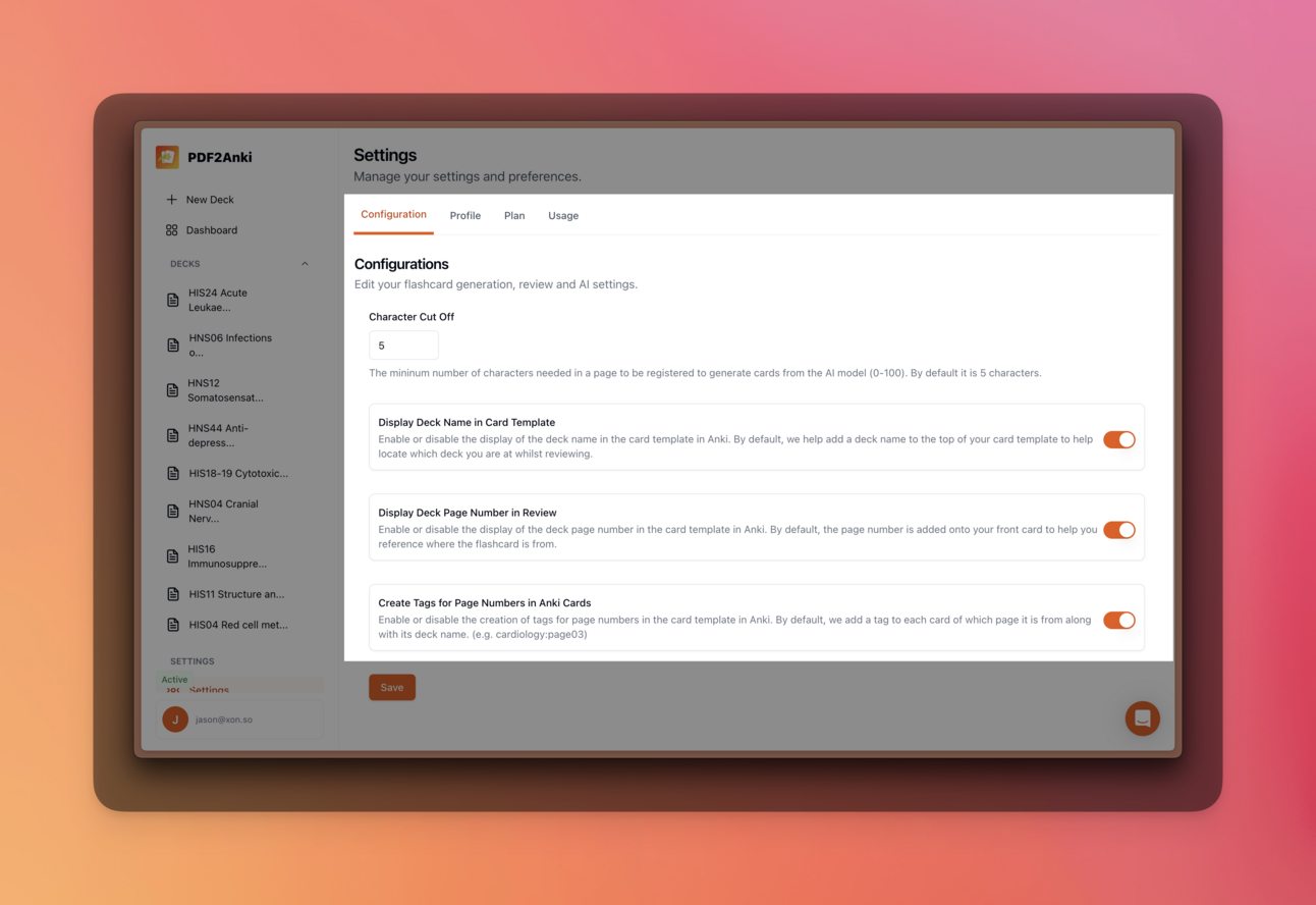 Update: Settings for Customising Anki Card Template + Quality Notes Mode