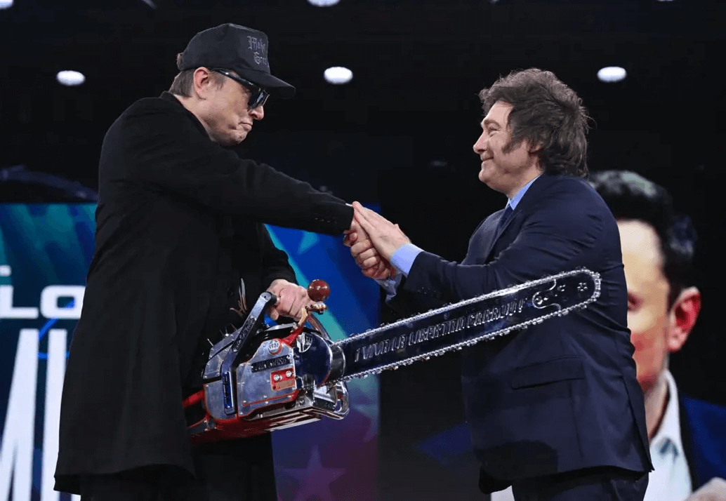Elon Musk Receives Chainsaw Gift from Javier Milei at CPAC