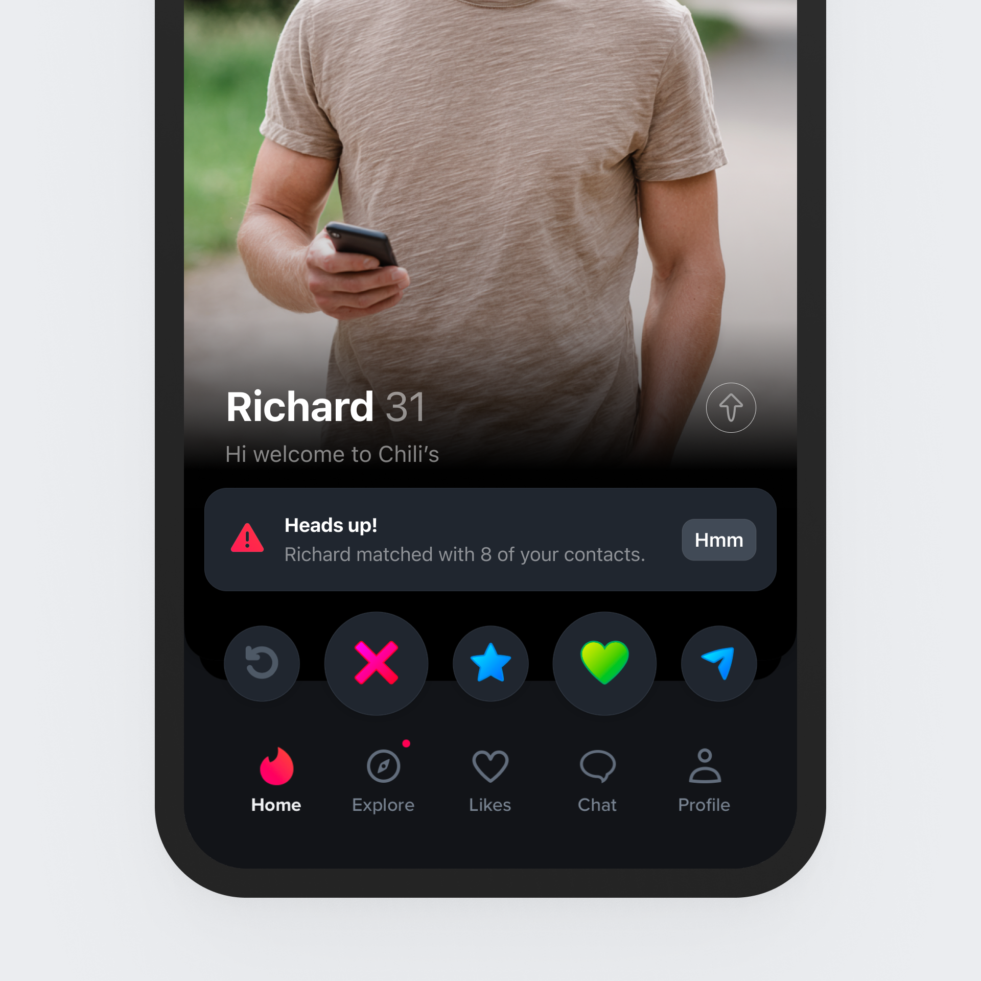 Tinder see when they match with your contact