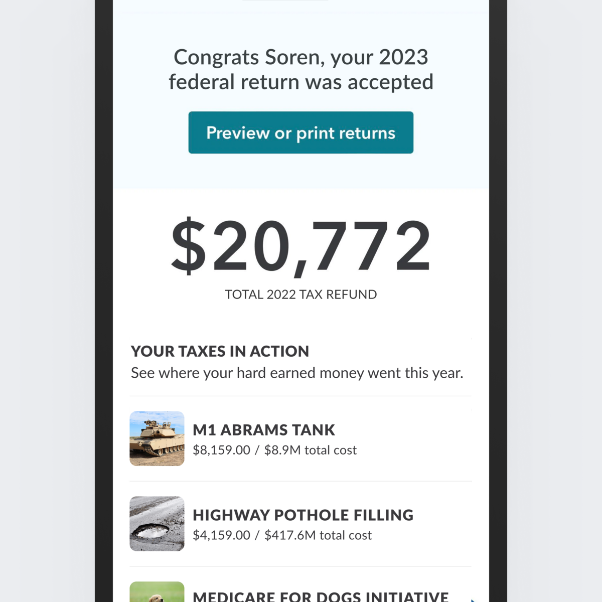 Turbotax see where your tax money goes