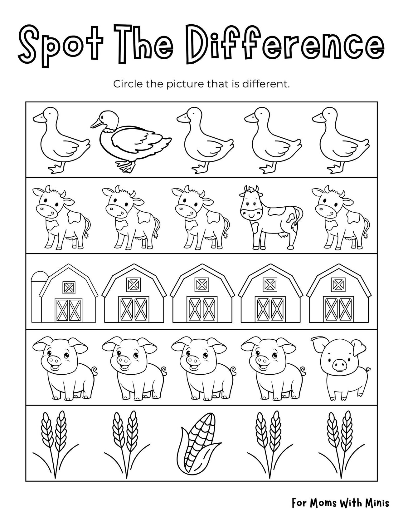 Spot The Difference Farm-Themed