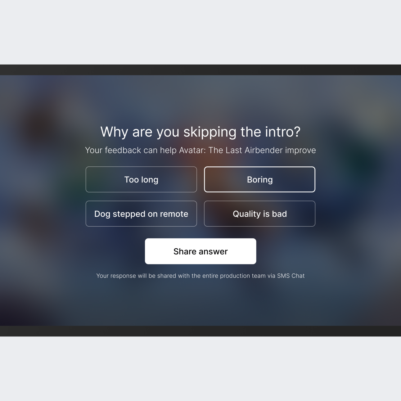 Netflix title sequence feedback survey
