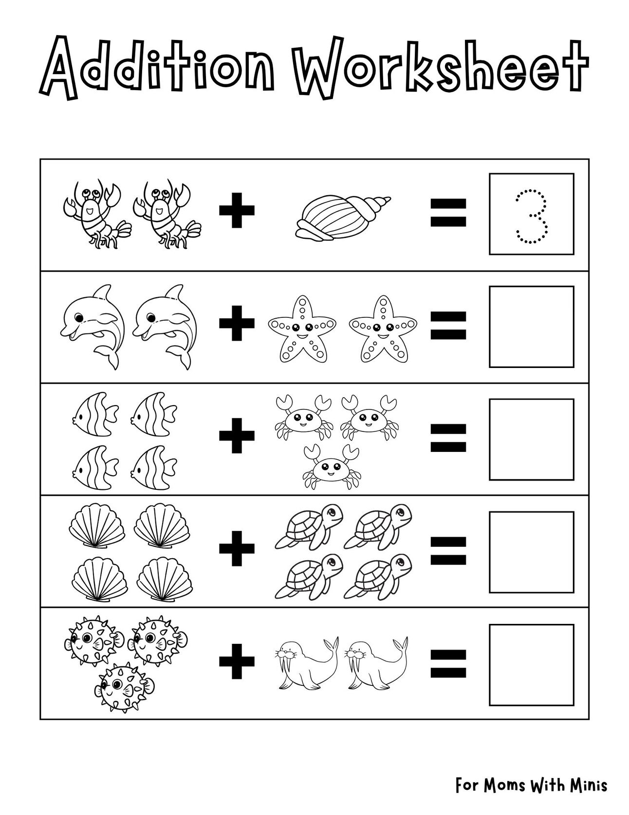 Ocean Addition Worksheet