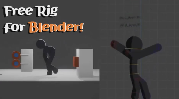 📢FREE ASSETS FOR BLENDER!👉Stick Figure Rig for Blender 4.0
